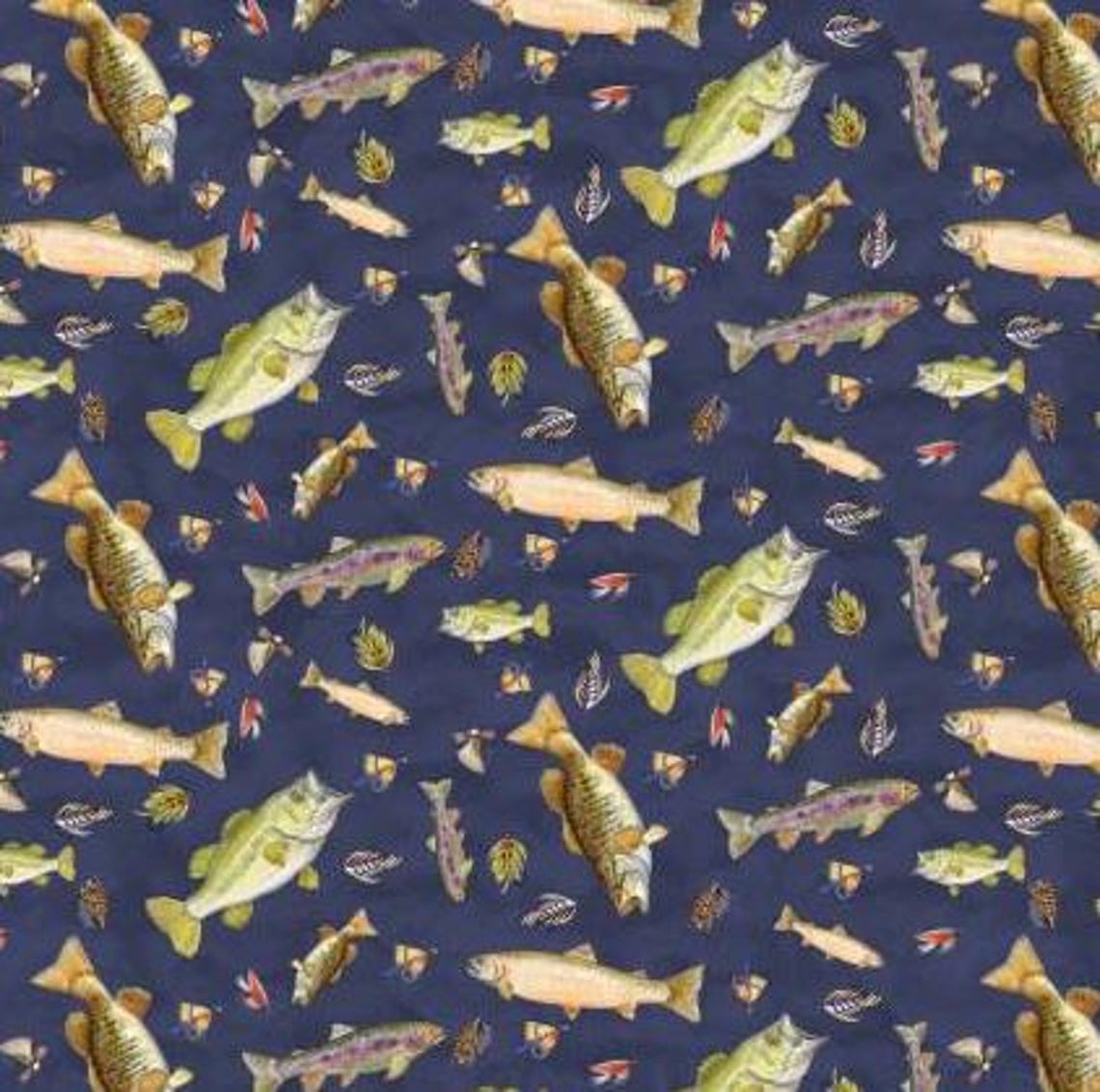 QUILT FABRICS, FISH, 11 Prints, 100% Coton - Fishful Thinking De ...