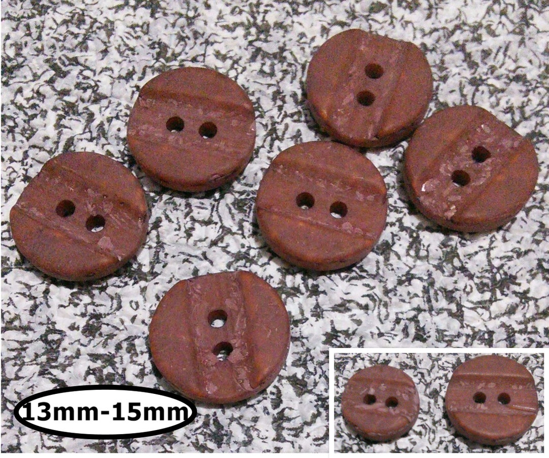 6 ou 30 buttons, 13mm or 15mm, ACAJOU, imitation rock, horn, casein ...