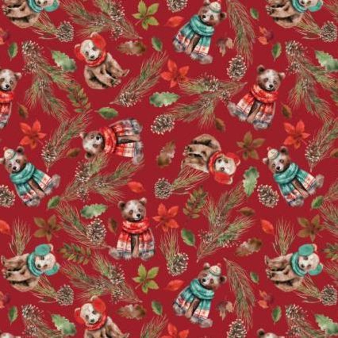 Fabric Cotton, COZY CUBS, Red, 21240402, 01, Quilt Fabrics, 100% Cotton ...