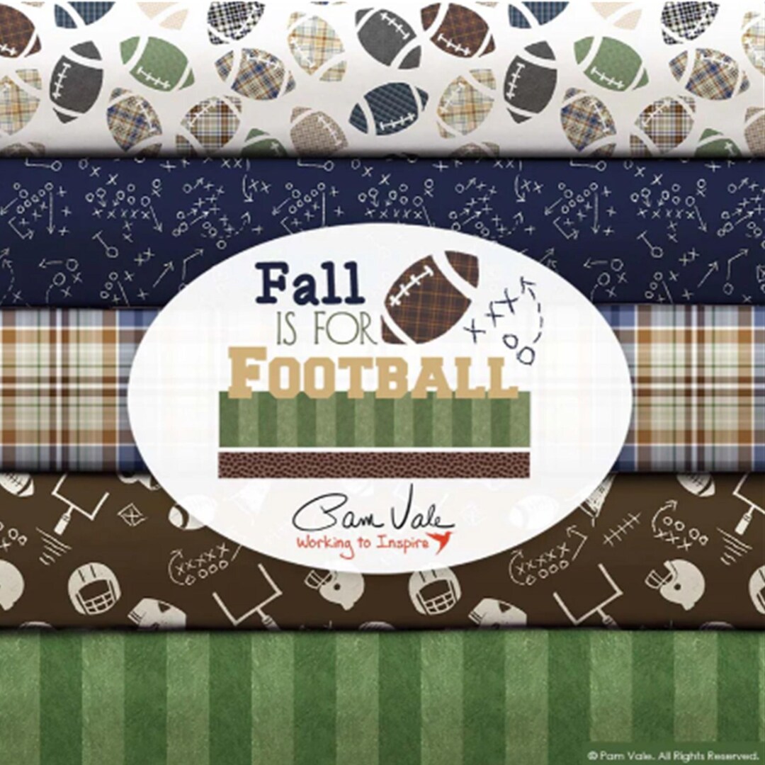 Bundle of 13 Fabrics Cotton, Football, 100% Cotton Fall is Football of ...