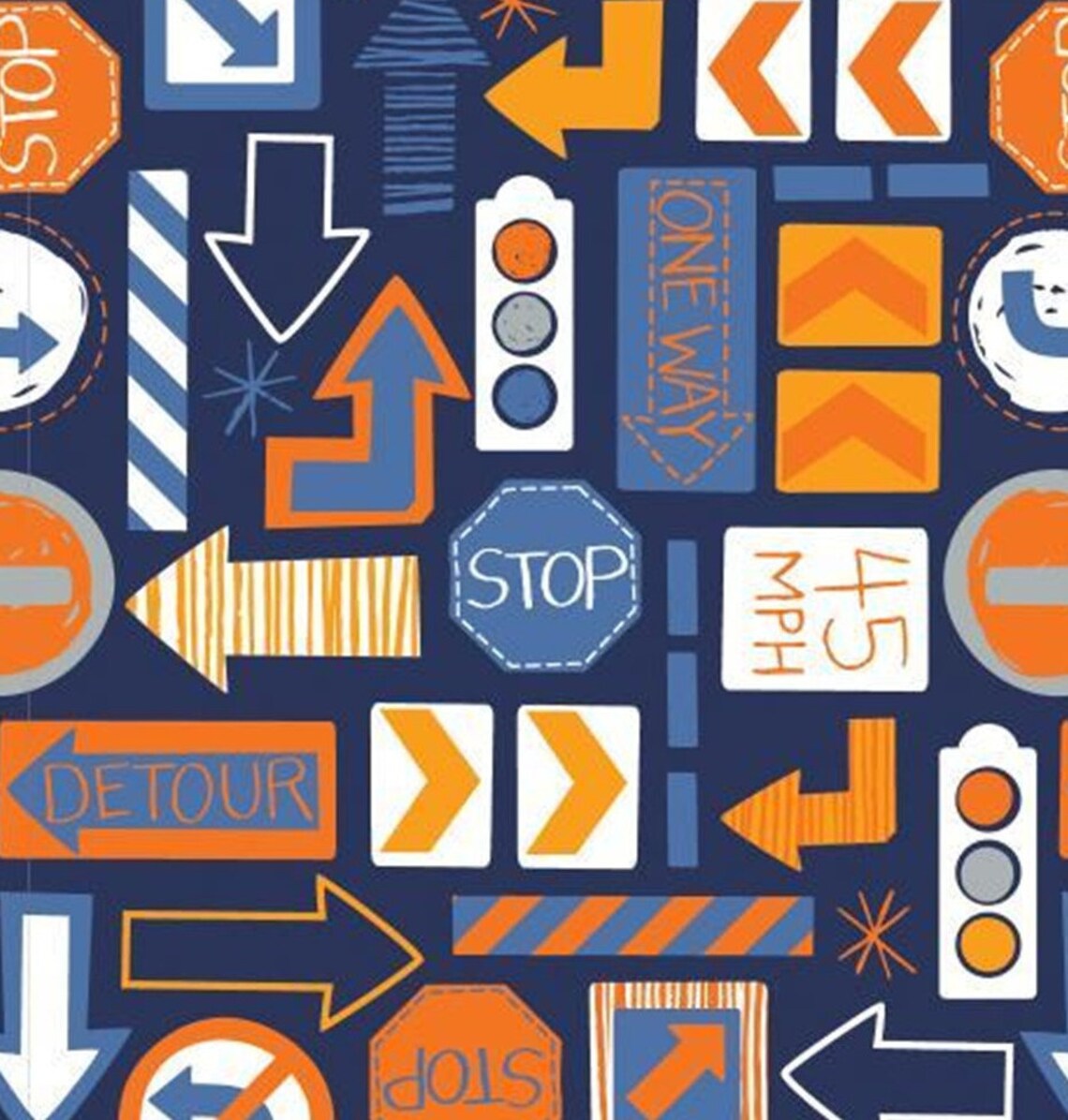 SALE, CAMELOT FABRICS, Traffic Signs, 27190101, Col 06, on the Move ...