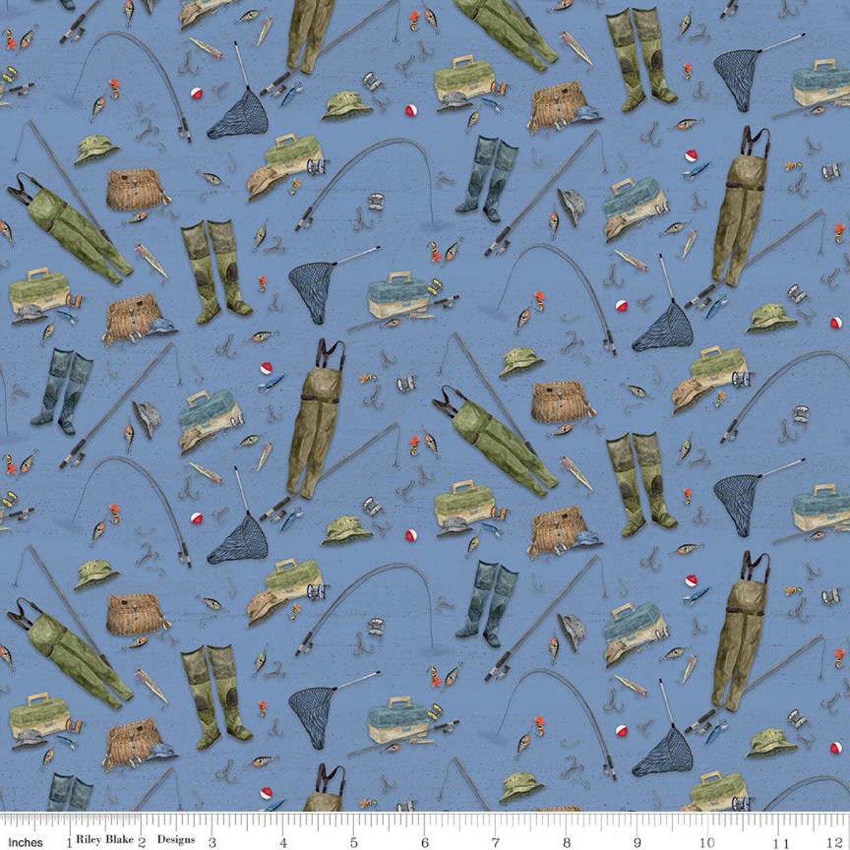 RILEY BLAKE, Fabric fishman accessory pattern 100% cotton, 10551- At ...
