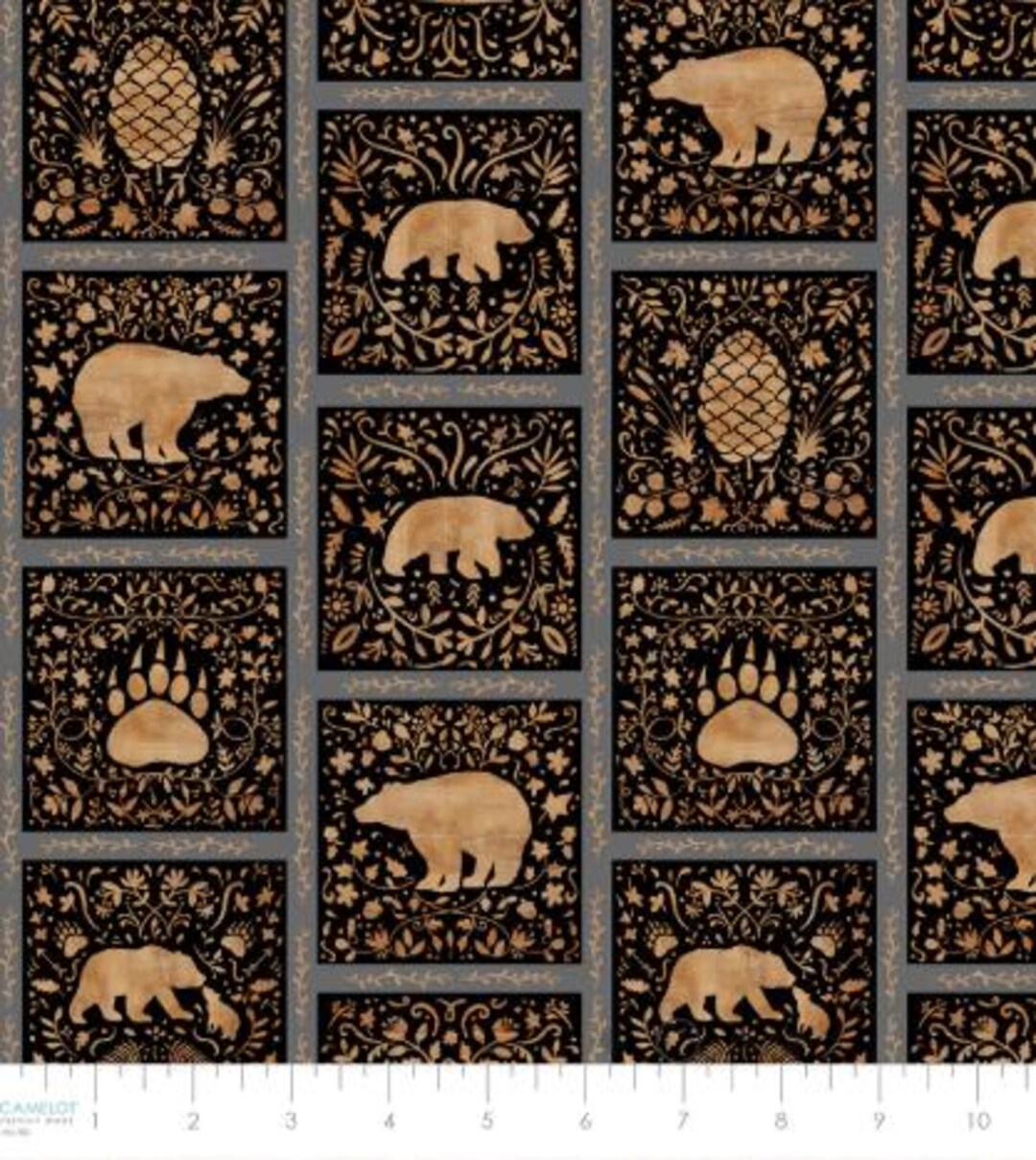 Fabric Cotton, WOOD STENCIL TILES, Black, 49240102, 01, Quilt Fabrics ...