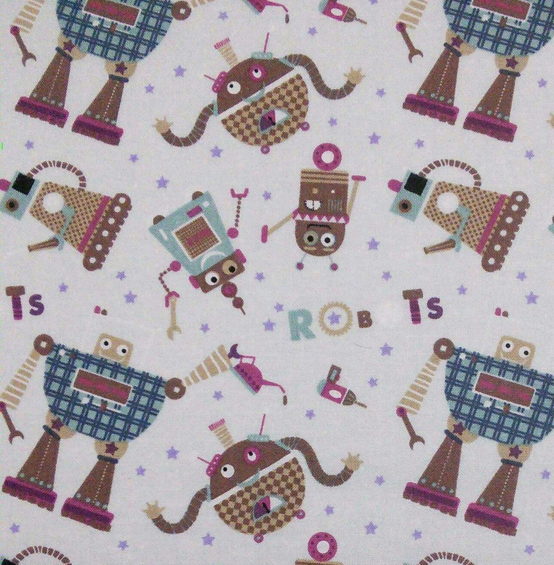 WINDHAM FABRICS, Robot, White, 100% Cotton, Cotton Quilt, Cotton ...