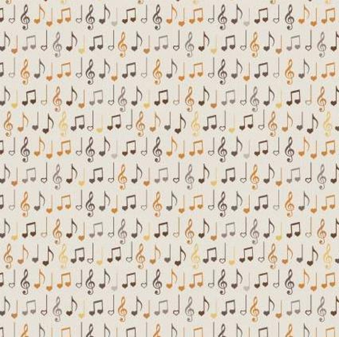 Fabric Cotton, MUSICAL NOTES, Cream, 66240104, 01, Quilt Fabrics, 100% ...