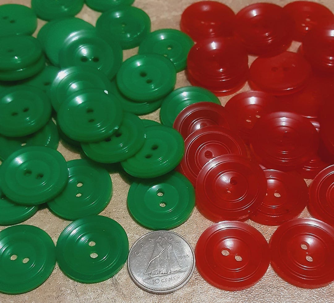 12 Buttons, 20mm, RED, GREEN, Button 2 Holes - Etsy