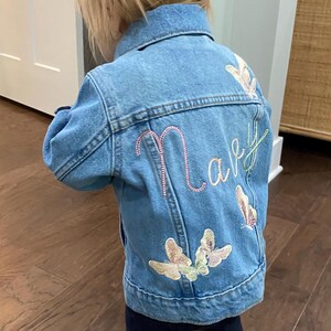 Butterfly Jacket, Embroidered Name Jacket, Embroidered Denim Jacket ...