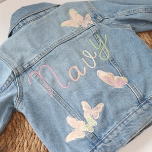 Butterfly Jacket, Embroidered Name Jacket, Embroidered Denim Jacket ...