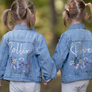 Embroidered Jean Jacket, Embroidered Wildflower Jacket, Embroidered Denim Jacket, Custom Jean ...
