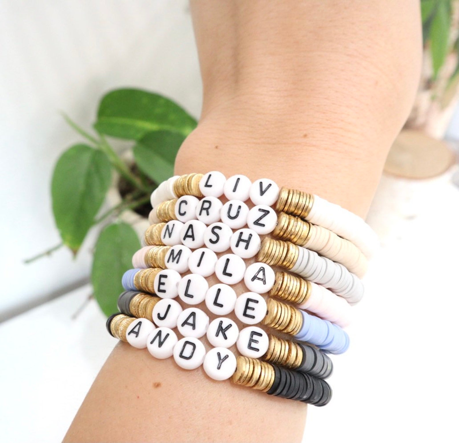 Name Bracelets Custom Name Bracelets Heishi Custom Name | Etsy