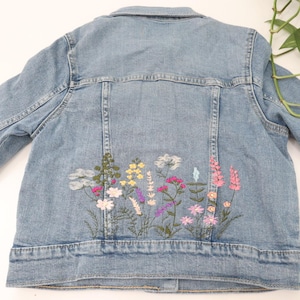 Jean Jacket, Embroidered Wildflower Jacket, Embroidered Denim Jacket, Embroidered Denim Jacket ...