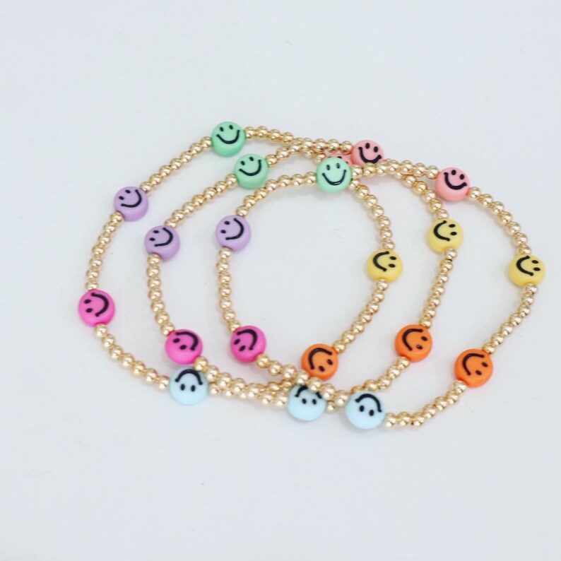 Smiley Face Bracelets Multi Color Smiley Bracelet Beaded - Etsy