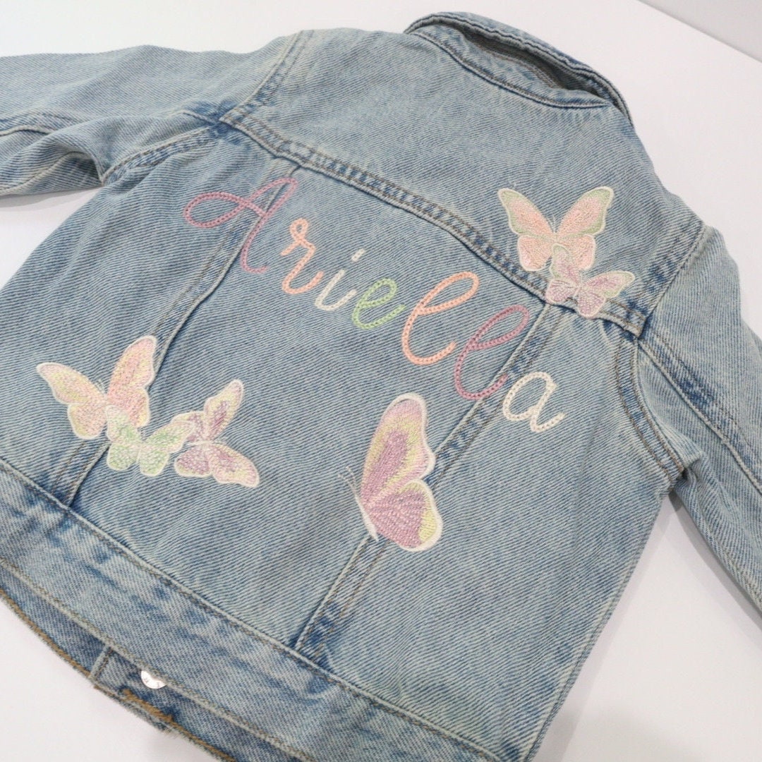 Butterfly Jacket, Embroidered Name Jacket, Embroidered Denim Jacket ...