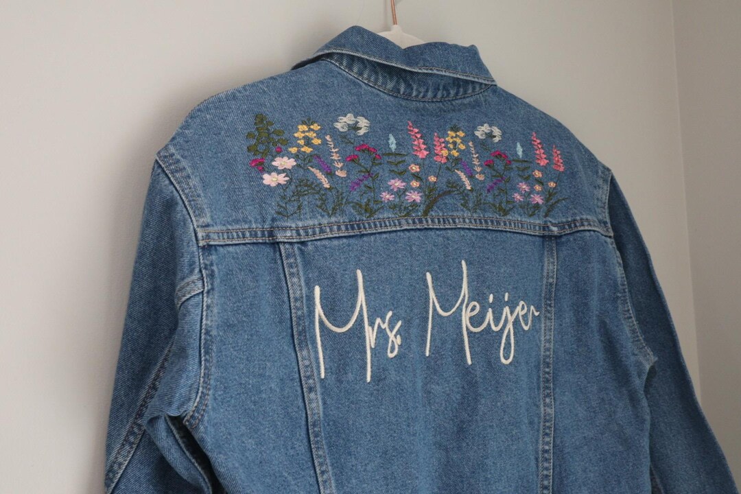 Embroidered Jean Jacket, Wedding Jean Jacket, Wedding Denim Jacket ...