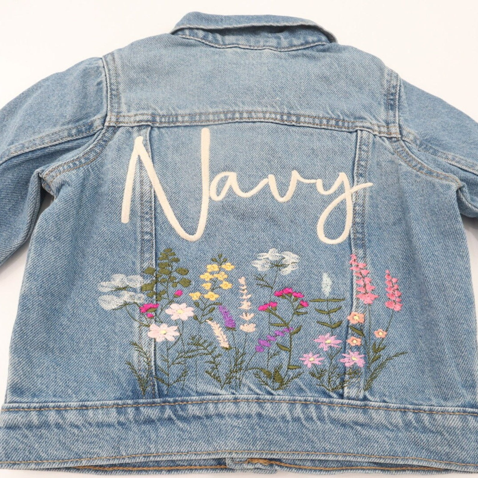Embroidered Jean Jacket, Embroidered Wildflower Jacket, Embroidered ...