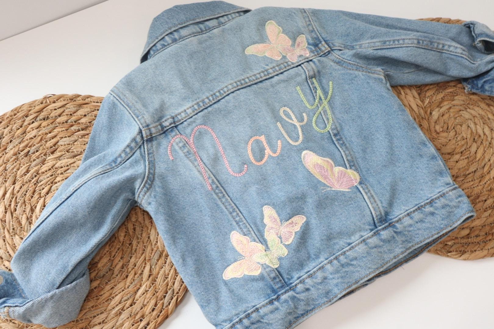 Butterfly Jacket, Embroidered Name Jacket, Embroidered Denim Jacket ...