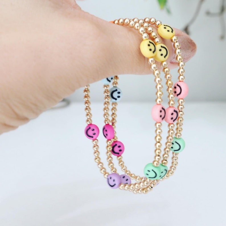 Smiley Face Bracelets Multi Color Smiley Bracelet Beaded - Etsy