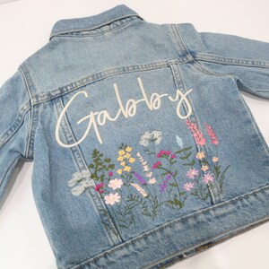 Embroidered Jean Jacket, Embroidered Wildflower Jacket, Embroidered ...