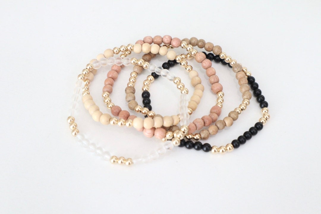 Gold Bead Bracelets, Bracelet Stack, Gold Bracelet Stack - Etsy