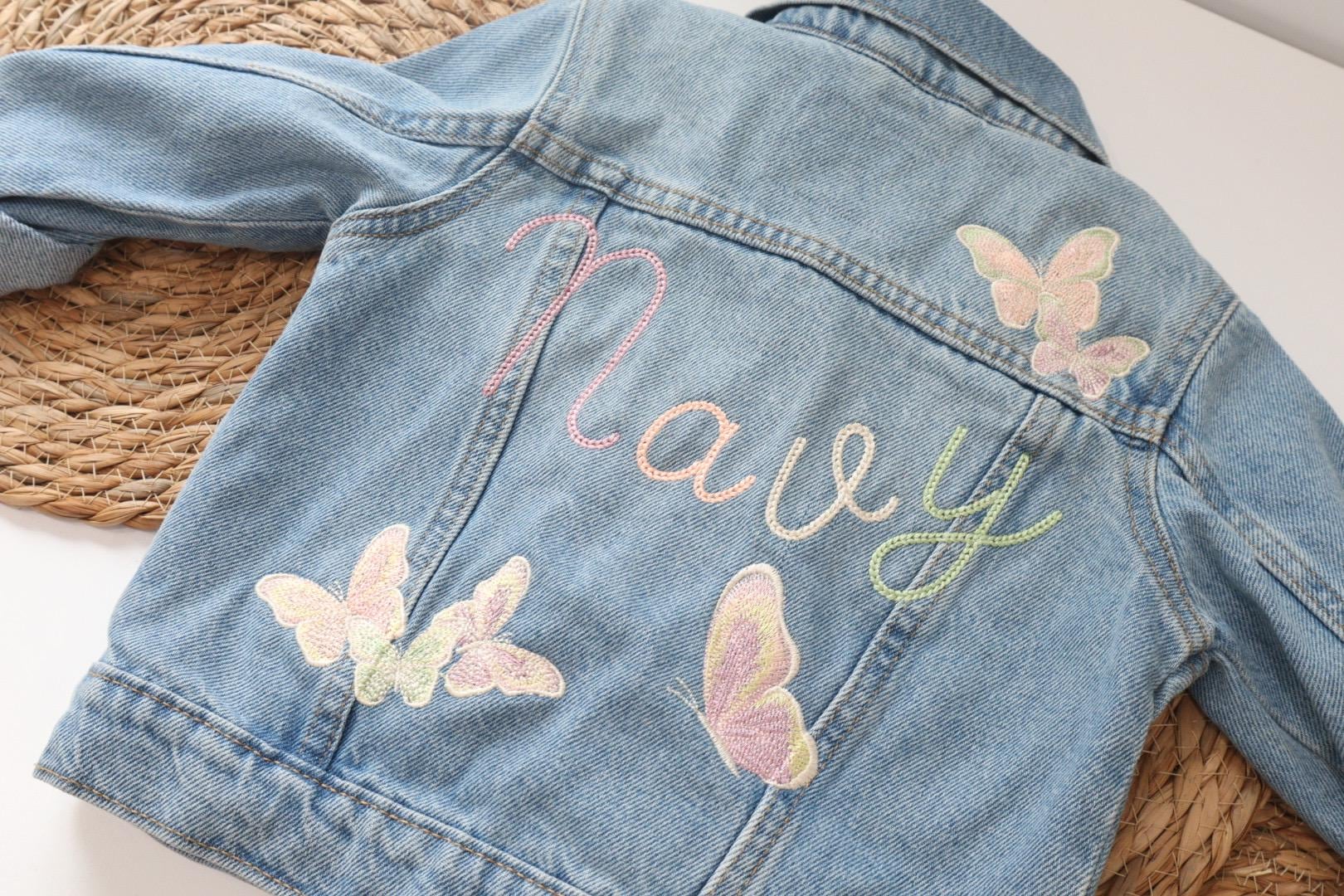 Butterfly Jacket, Embroidered Name Jacket, Embroidered Denim Jacket ...