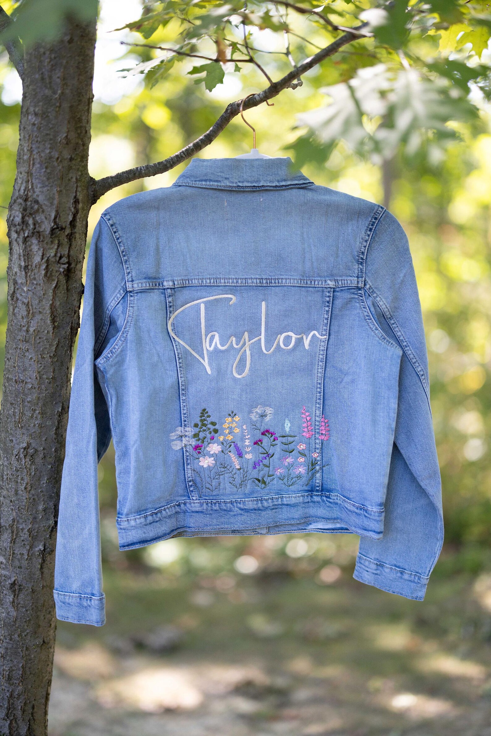 Embroidered Jean Jacket, Embroidered Wildflower Jacket, Embroidered ...