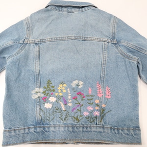 Jean Jacket, Embroidered Wildflower Jacket, Embroidered Denim Jacket, Embroidered Denim Jacket ...