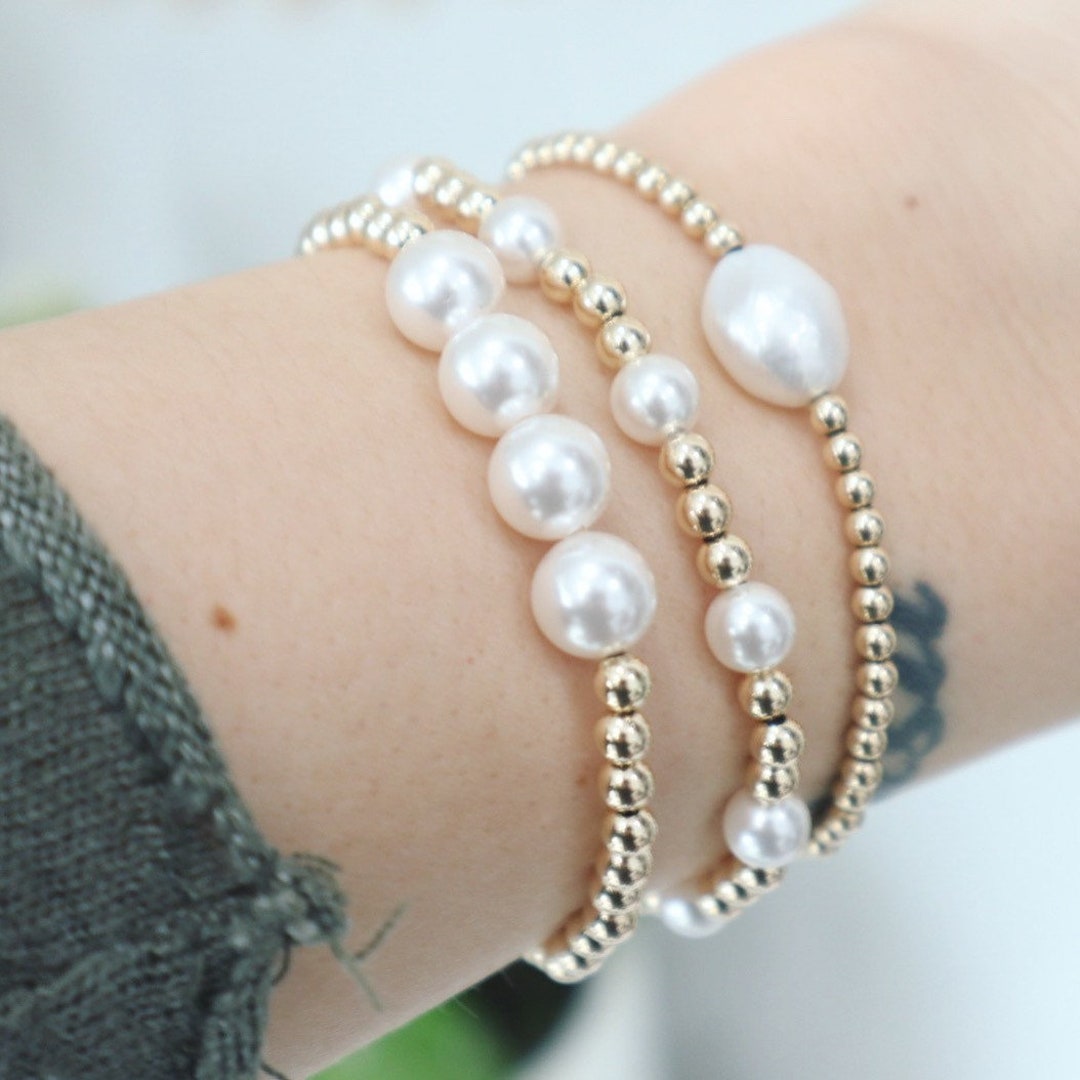 Pearl Bracelets Pearls Gold Bead Bracelets Gold Filled - Etsy