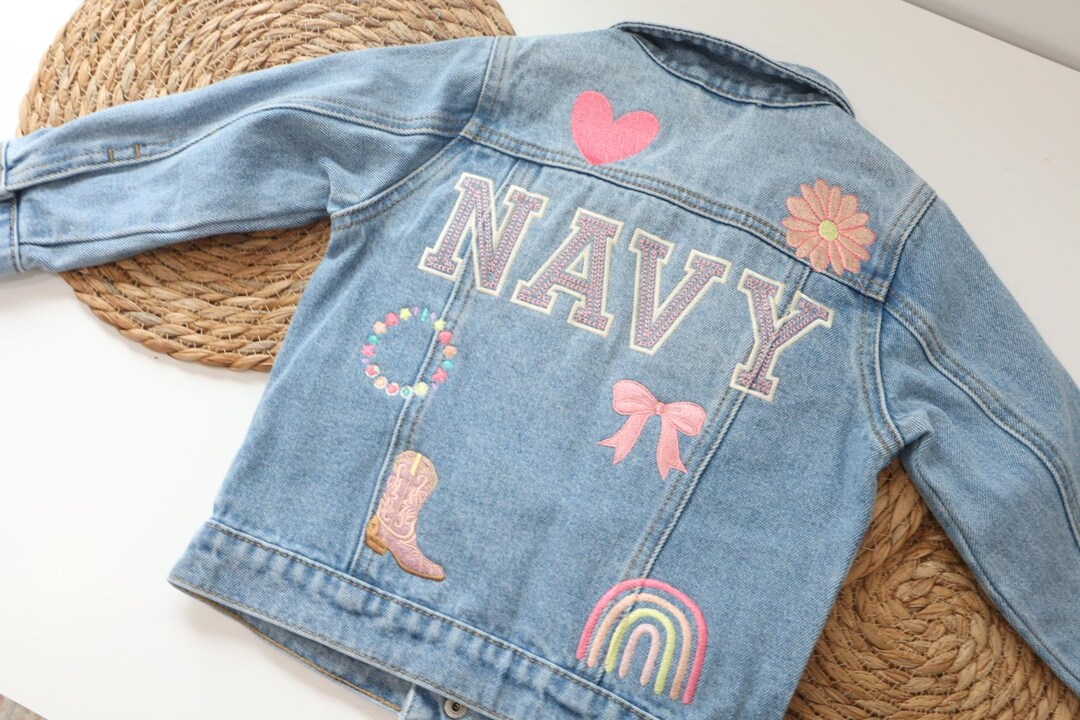 Embroidered Patch Denim Jacket, Custom Denim Jacket, Personalized Denim ...