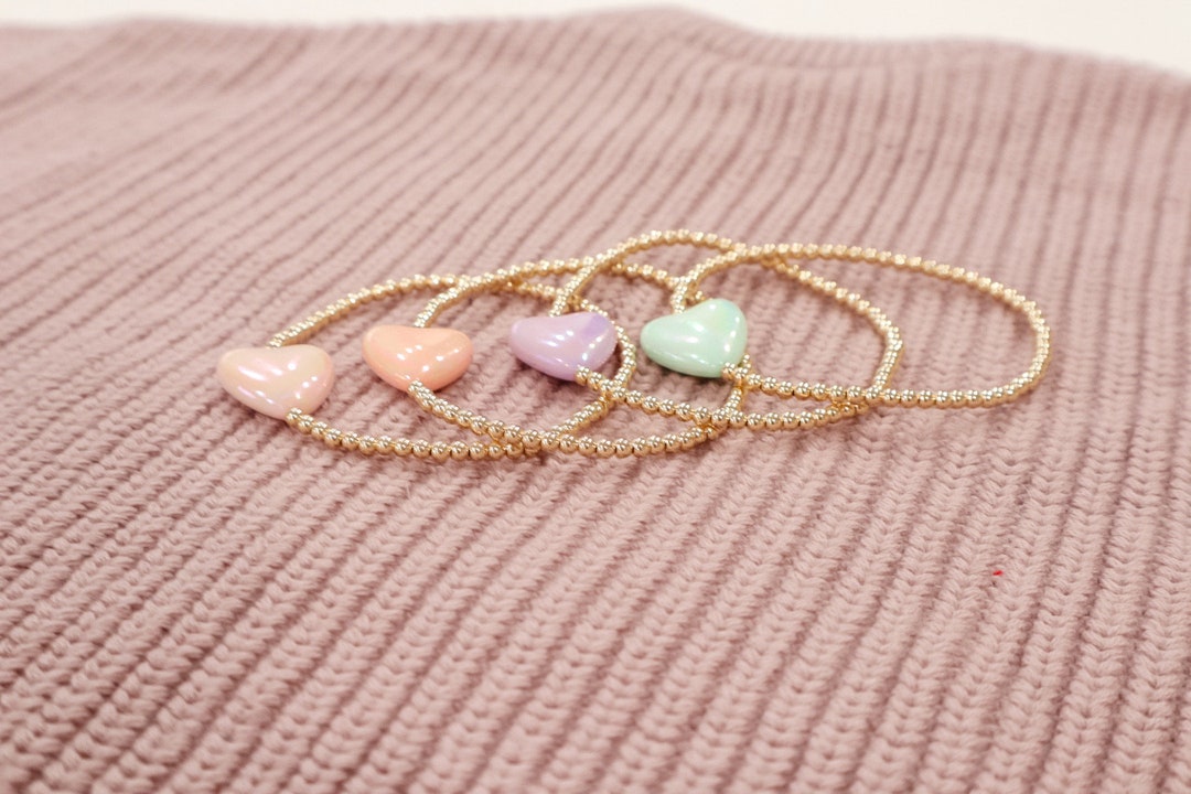 Heart Bead Bracelet, Gold Filled Beads, Gold Bead Bracelets, Bracelet ...