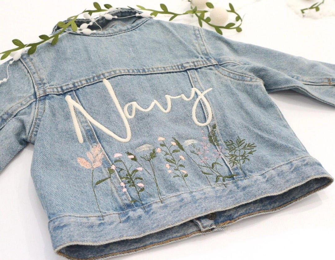 Embroidered Name Denim Jacket, Embroidered Jean Jacket, Custom Jean Jacket, Personalized Denim ...