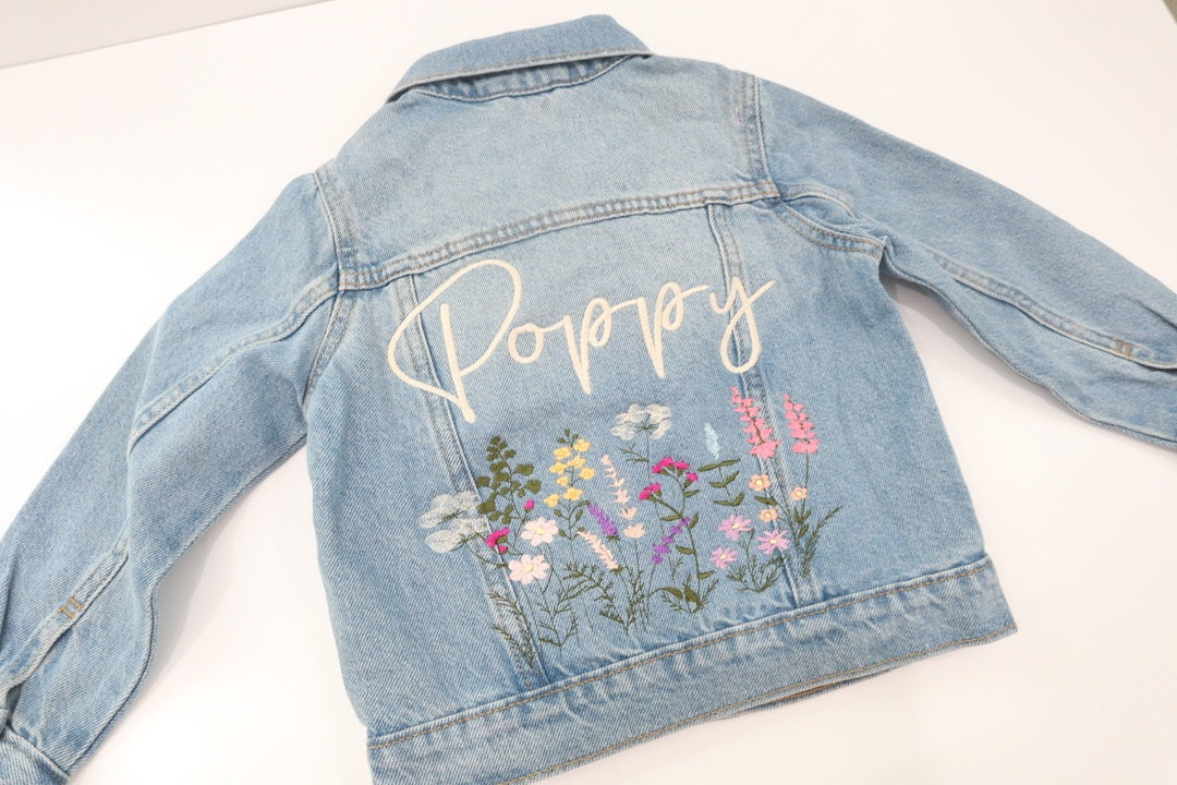 Embroidered Jean Jacket, Embroidered Wildflower Jacket, Embroidered ...