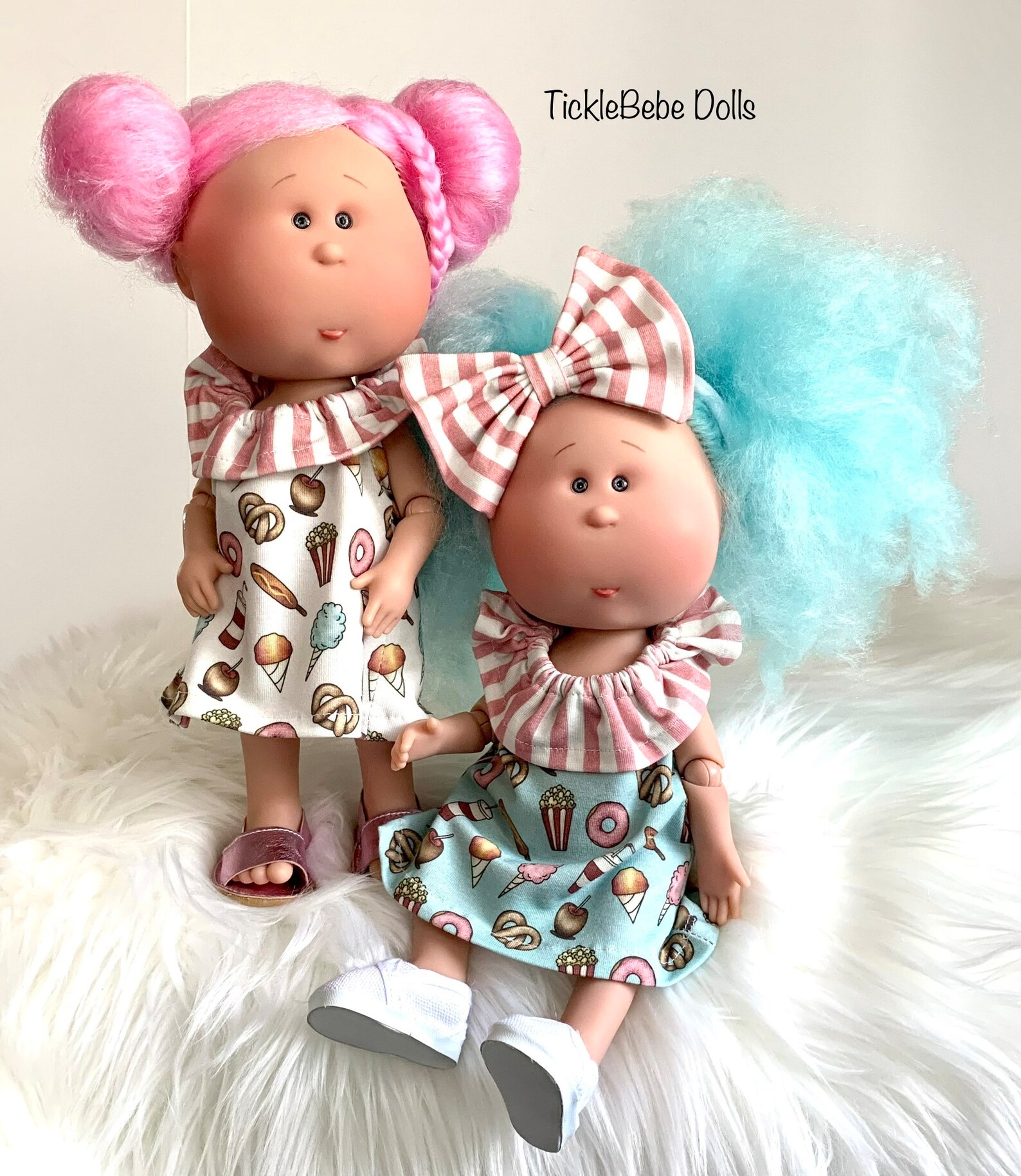 Doll Clothes - 10” Pepote - Short Dress Only - Fair Food Print - Soft ...