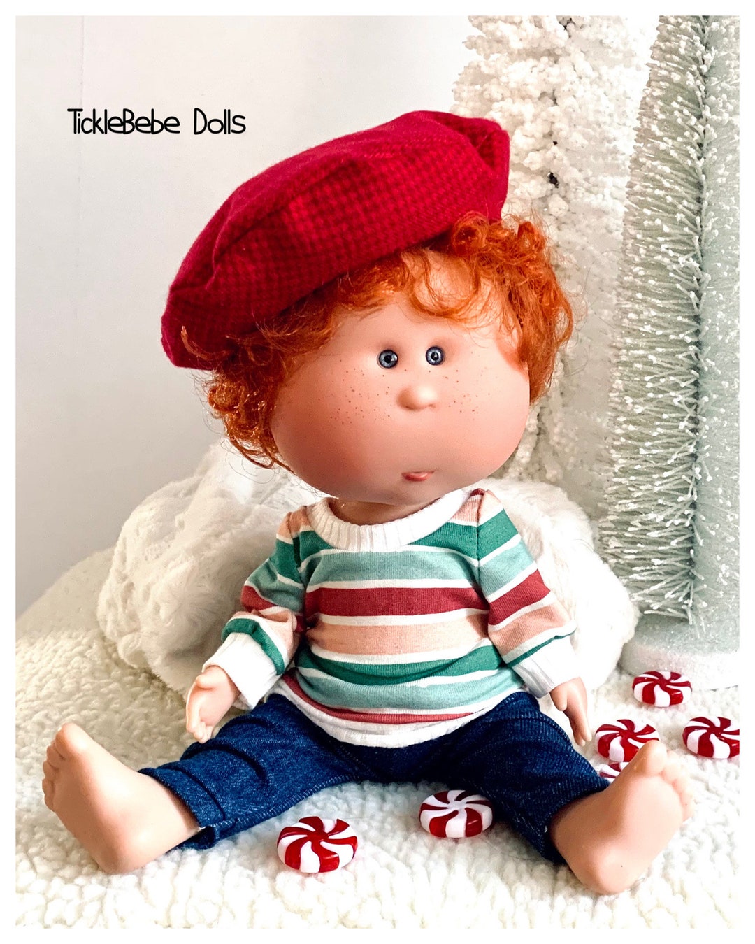 Doll Clothes - 9” Mini and 12” Mia / Mio - Christmas - Winter - Oversized Top Only - Red, Green ...