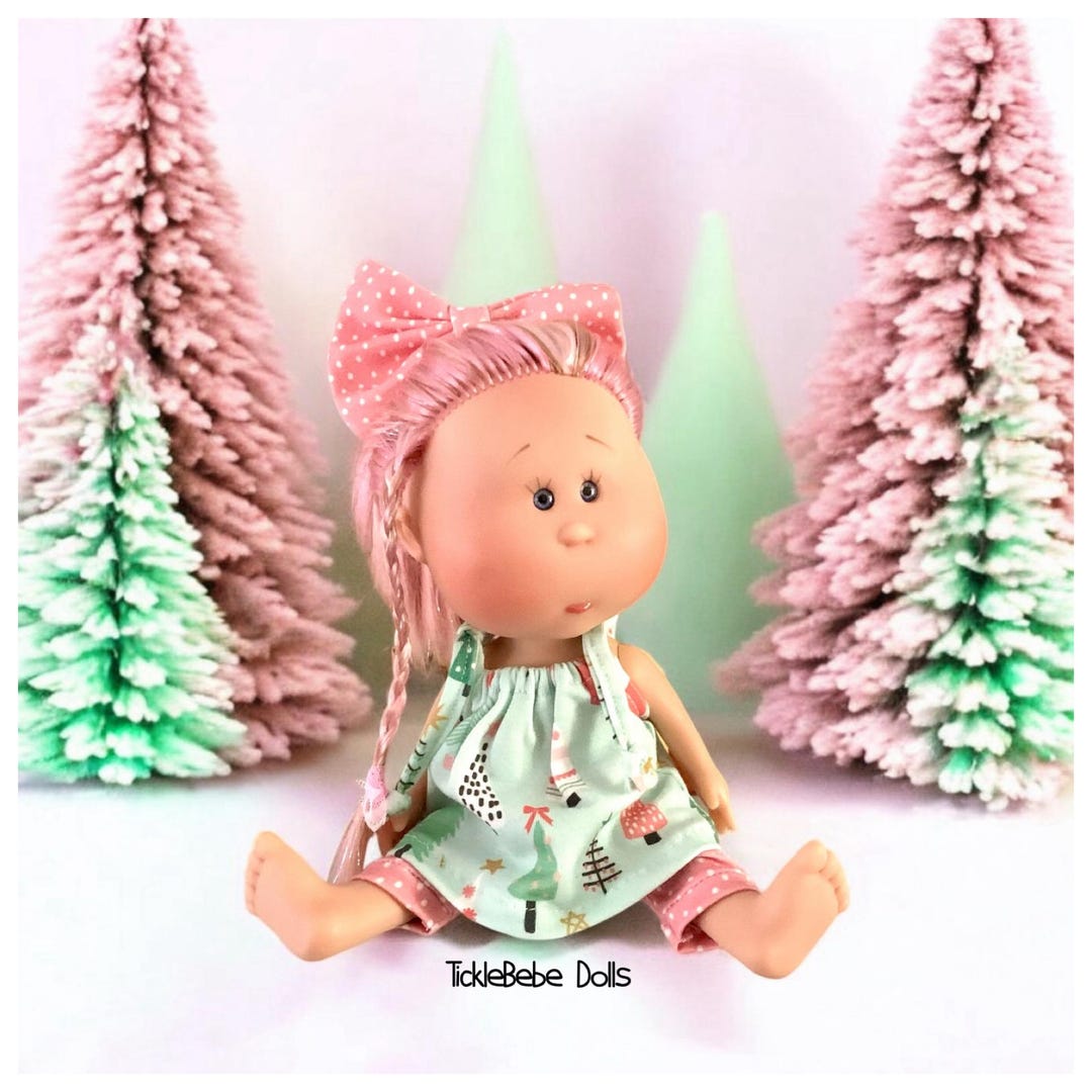 Doll Clothes - 9” Mini Mia - Christmas - Tie Top Only - Christmas Tree ...