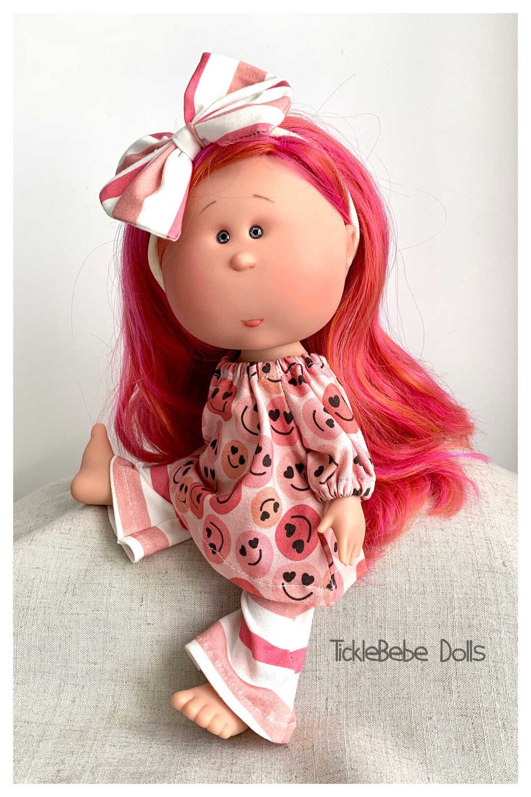 Doll Clothes - 12” Mia - Tunic Top Only - Smiley Faces in Pink, Peach ...