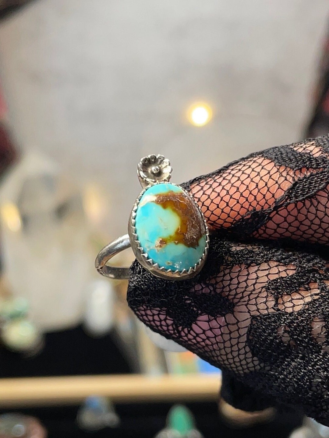 Turquoise Ring, Cow Print Turquoise Ring, Western Ring, Cowgirl Style ...