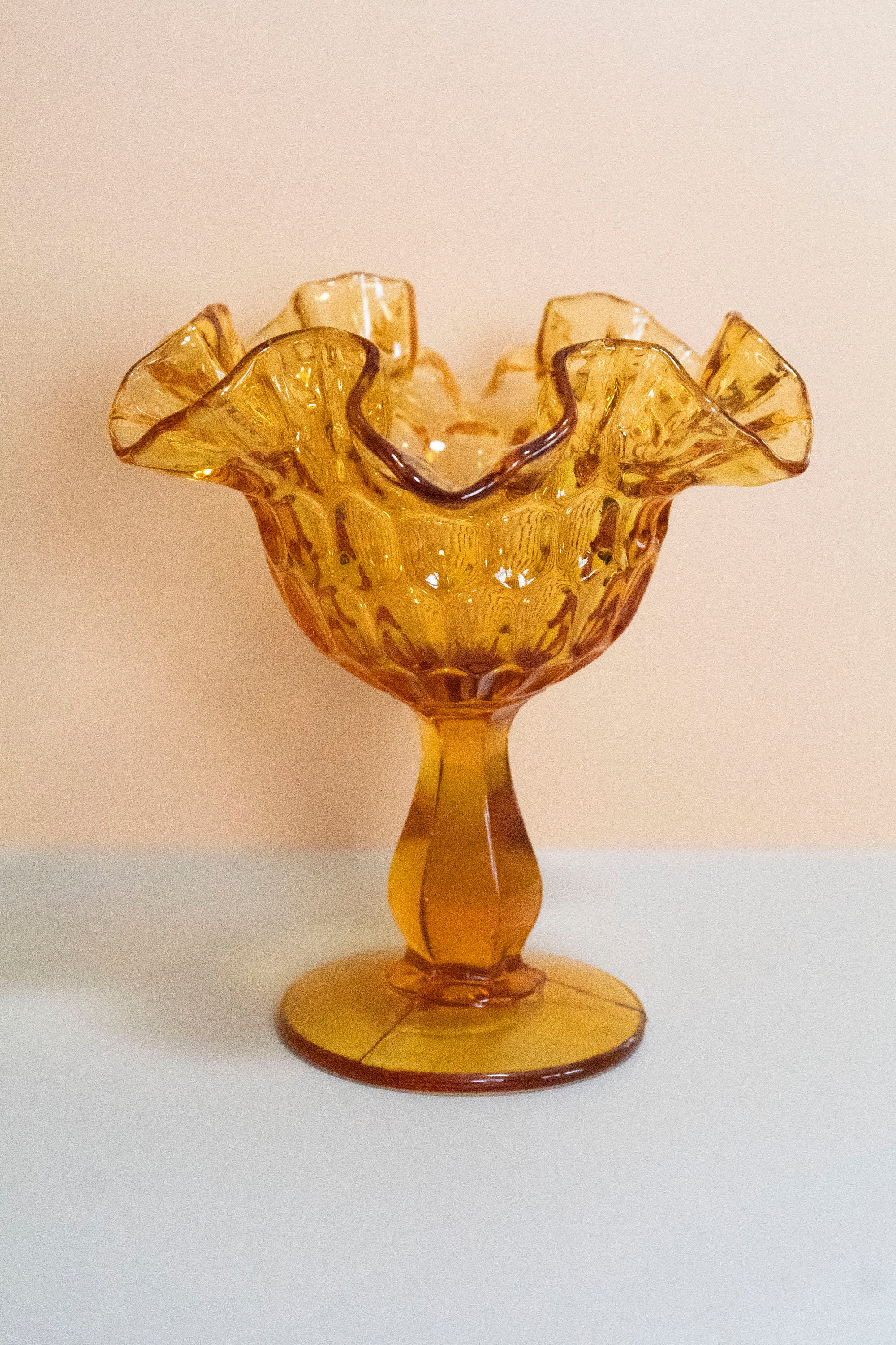 Fenton Amber Glass Fruit Stand - Etsy