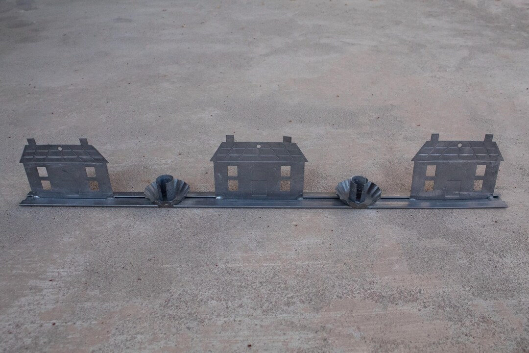 Vintage Tin Candlestick Holder Featuring 3 Houses and 2 Candle Slots - Etsy