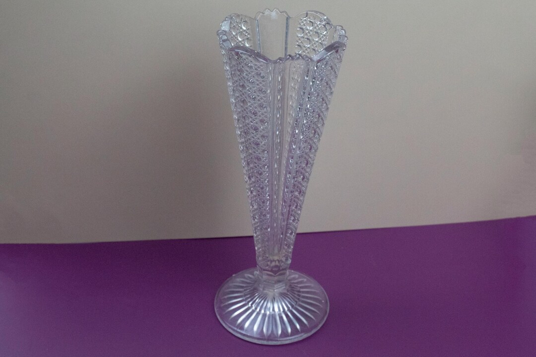 Vintage EAPG Mckee Pressed Glass Vase - Etsy