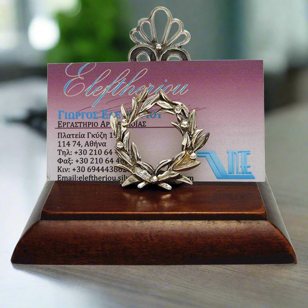 Kotinos Wreath Greek Desk Business Card Holder Display in Sterling ...