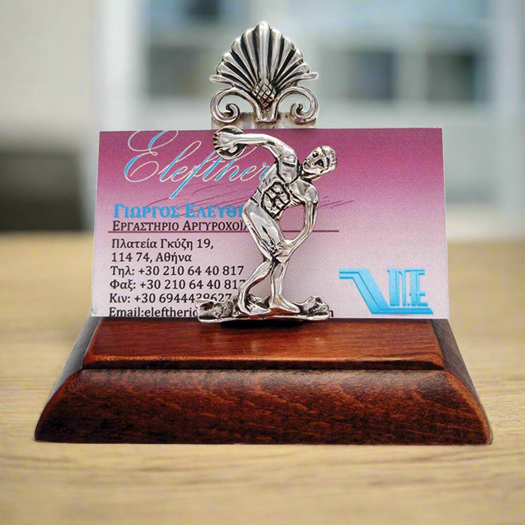 Greek Olympic Disk Thrower Desk Business Card Holder Display in ...