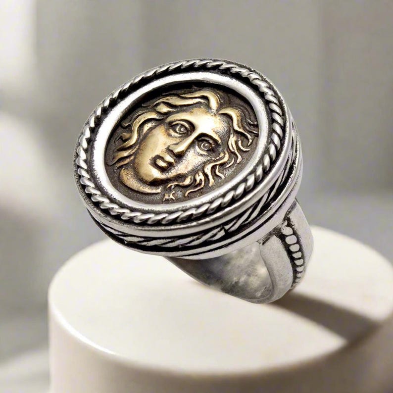 Helios Ancient Sun God and Rose Ring, Ancient Coinage of Rhodes, Art ...