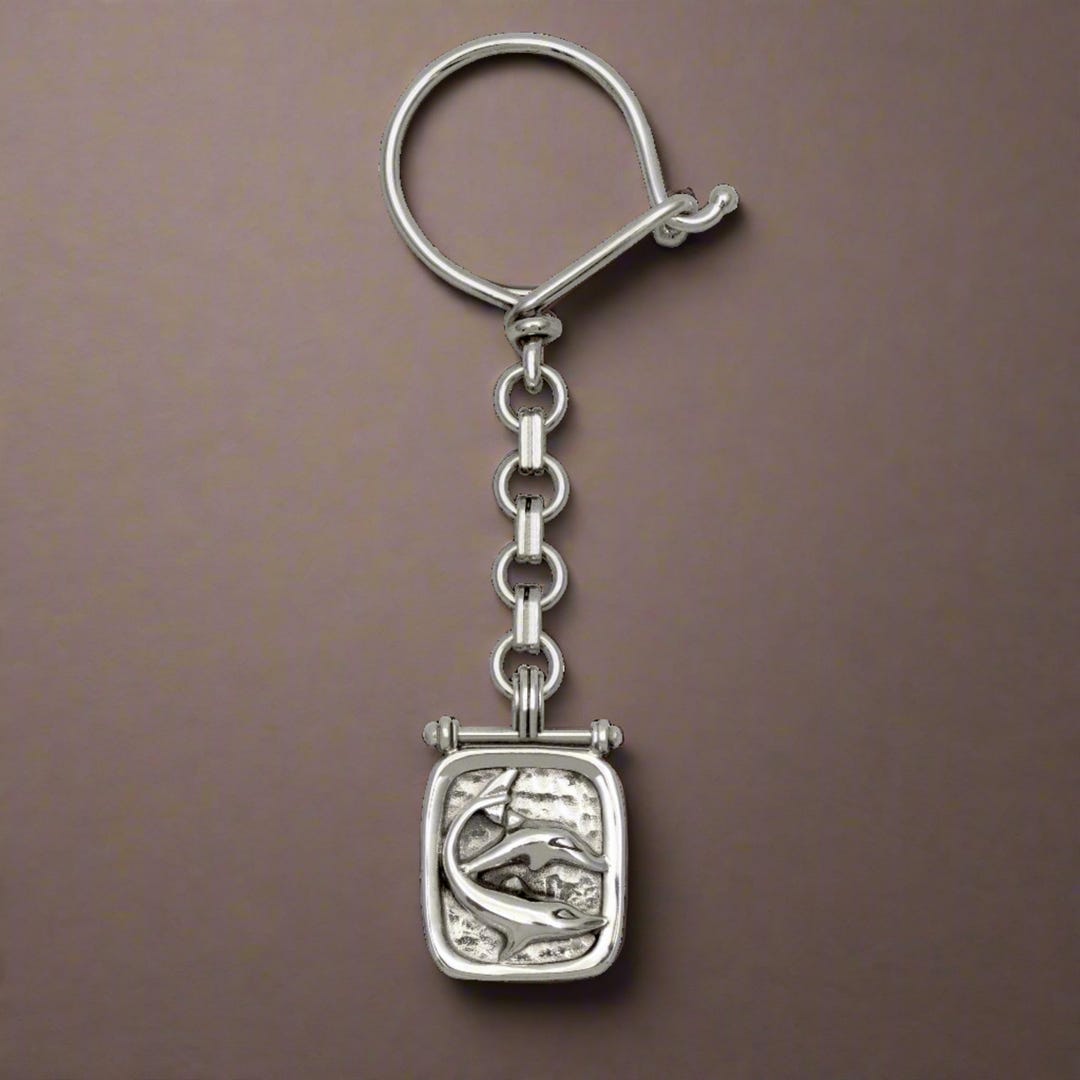 Dolphins Key Ring in Sterling Silver, Silver Keychain, Men's Gift ...