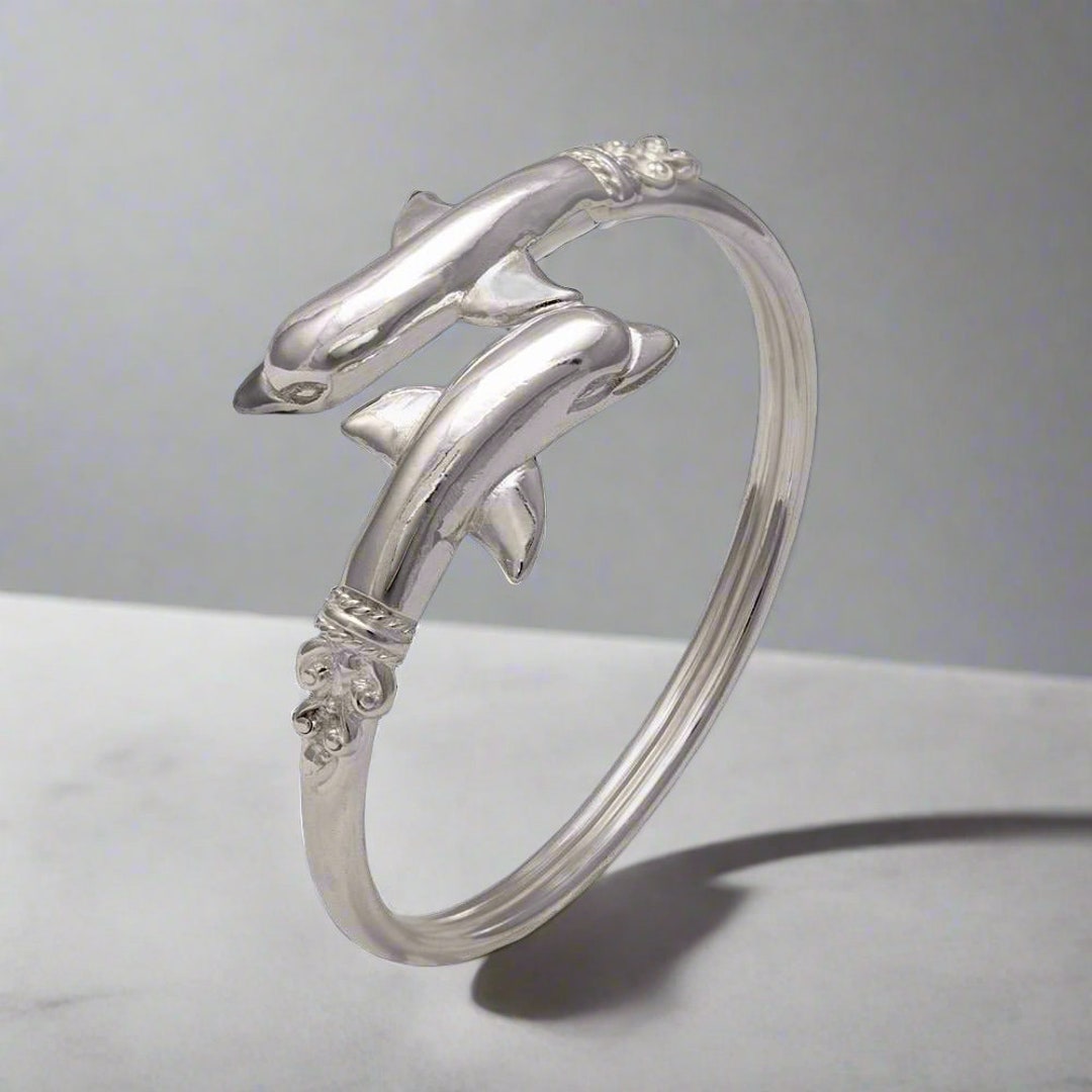 Ancient Greek Two Headed Minoan Dolphins Torc Bangle in Sterling Silver ...