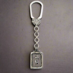 Rod of Asclepius Greek Key Ring in Sterling Silver (MP-10) - Etsy