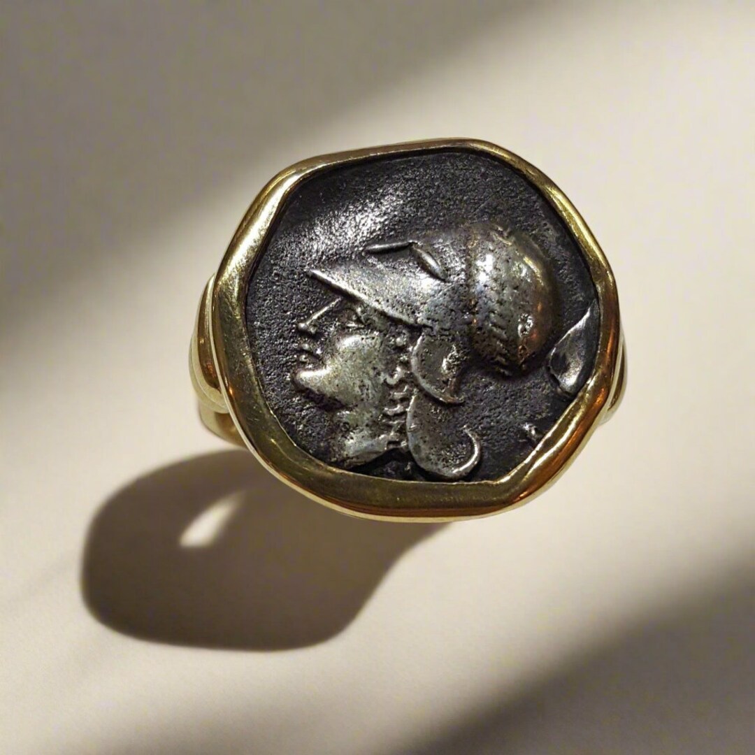 Goddess Athena Coin Ring, Handmade Ring, Gold 18k Ring, Ancient Greek ...
