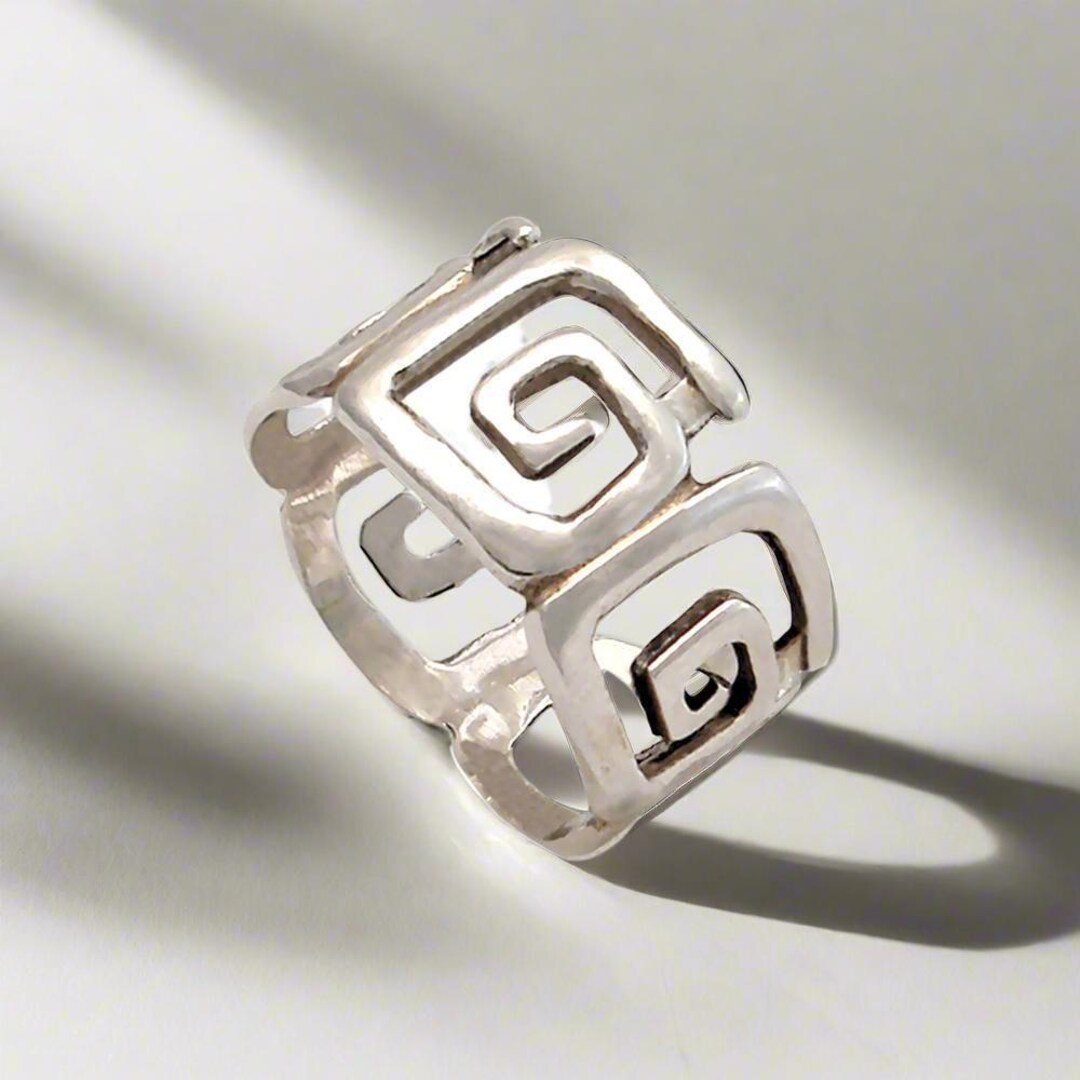 Greek Key Meander Ring in Sterling Silver, Meander Ring (DT-62) - Etsy