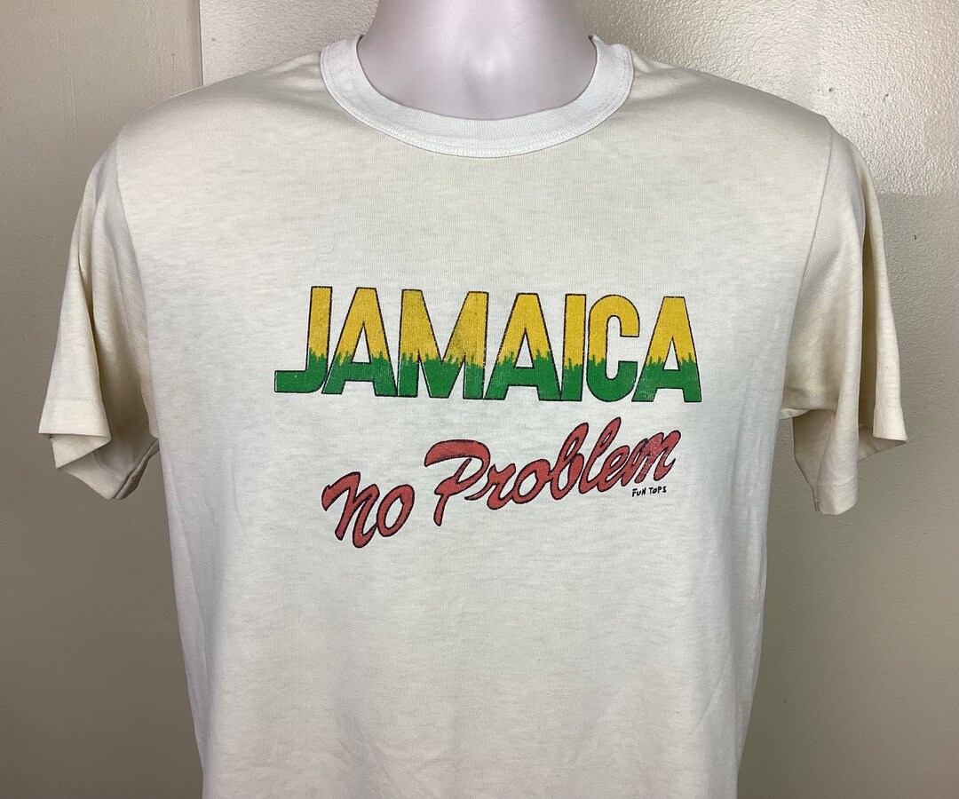 Vtg 80s Jamaica No Problem T-shirt Beige M/L Fun Tops Funny Tourism ...