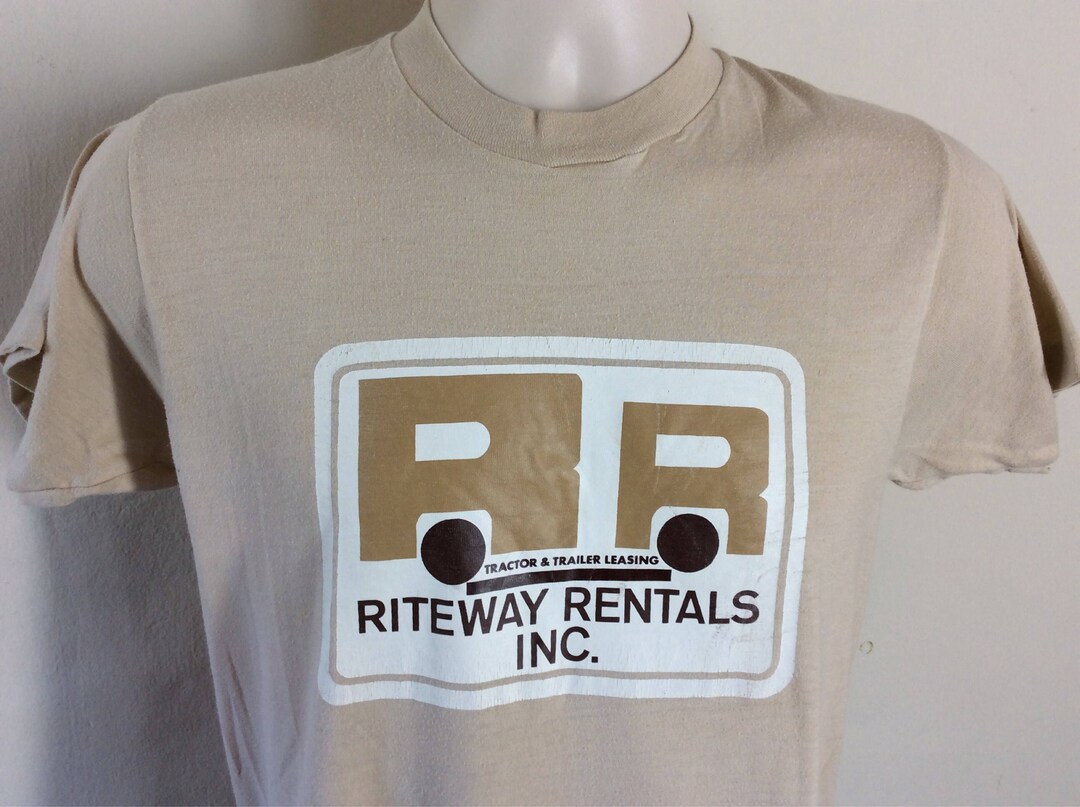 Vtg 70s Riteway Rentals T-shirt Beige S 50/50 Tractor Trailer - Etsy
