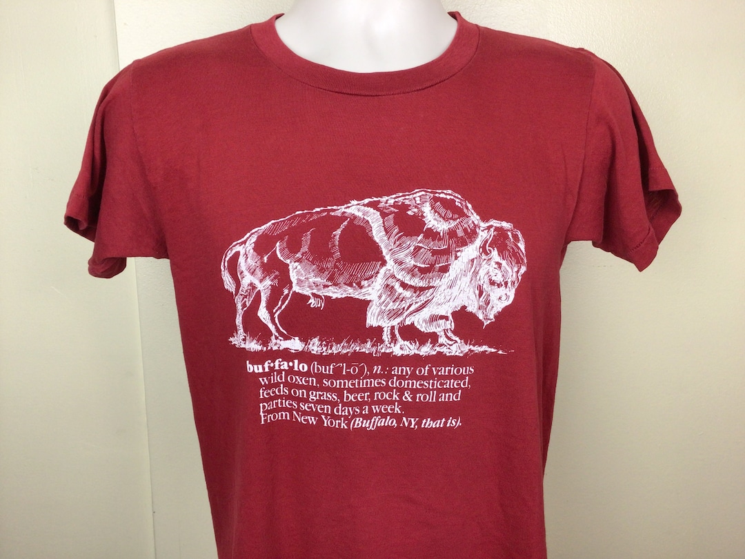 Vtg 80s Buffalo Dictionary Entry T-shirt Dark Red S/M NY Trench Single ...